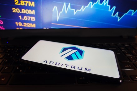 This Photo Illustration Arbitrum Arb Logo Editorial Stock Photo - Stock ...