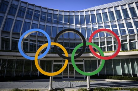 Olympic Rings Pictured Front Olympic House Editorial Stock Photo ...