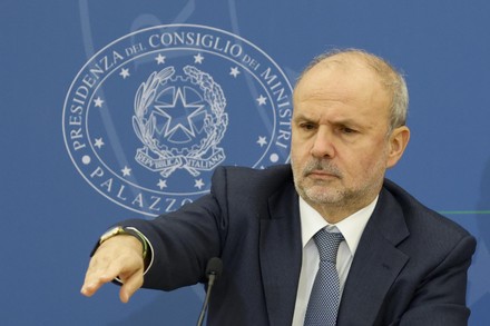 Italian Health Minister Orazio Schillaci Gestures Editorial Stock Photo ...