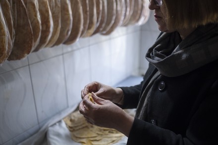 Iranian Female Traveler Tastes Traditional Bread Editorial Stock Photo ...