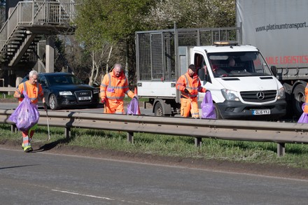 Buckinghamshire Council Contractors Litter Picking On Editorial Stock ...