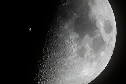 International Space Station Iss Passes Front Editorial Stock Photo ...