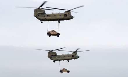 Two Military Transport Helicopters Chinook Carry Editorial Stock Photo ...