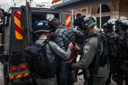 Israeli Border Guards Arrest Palestinian Demonstrator Editorial Stock ...