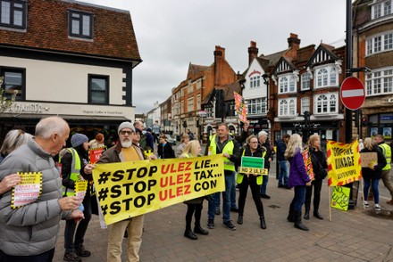 11 ULEZ expansion protest, Epsom, UK - 01 Apr 2023 Stock Pictures ...