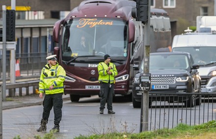 Police Officers Manage Queues Vehicles Approaching Editorial Stock ...