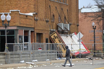 Man Walks Past Fallen Marquee Outside Editorial Stock Photo - Stock ...