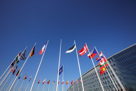 Empty Flag Pole Stands Between Flags Editorial Stock Photo - Stock ...