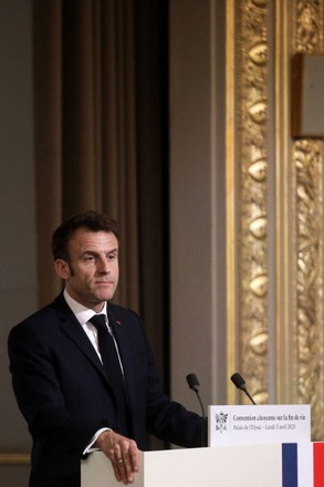President Emmanuel Macron Delivers His Speech Editorial Stock Photo ...