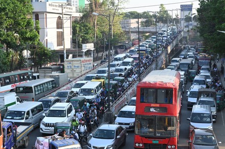 Bangladeshi Commuters Sit Traffic Jam Along Editorial Stock Photo ...