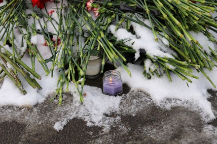 Burning Candle Seen Among Flowers Makeshift Editorial Stock Photo ...