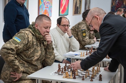 Military Play Chess Simultaneous Chess Session Editorial Stock Photo ...