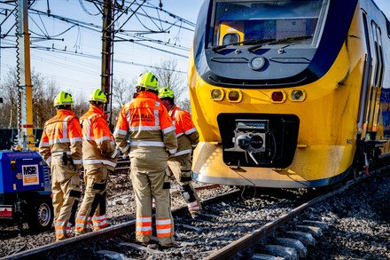 Prorail Employees Investigating Train Overhead Wires Editorial Stock ...
