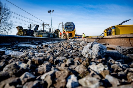 Prorail Employees Investigating Train Overhead Wires Editorial Stock ...