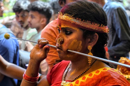 Devotee Pierces Her Cheeks Skewer Rod Editorial Stock Photo - Stock ...