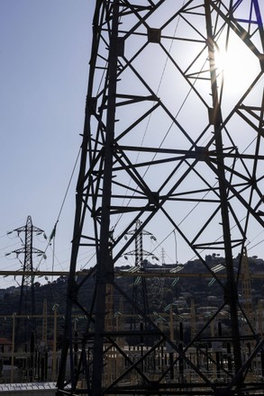 Electricity Pylons High Voltage Lines Lines Editorial Stock Photo ...