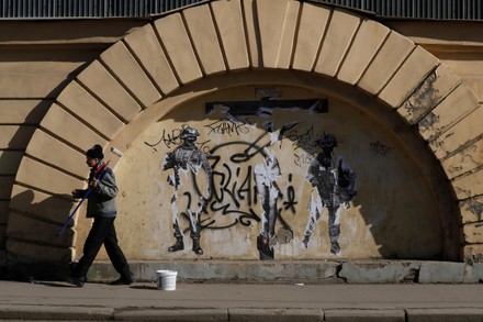 Municipal Worker Removes Graffiti Forgive Them Editorial Stock Photo ...