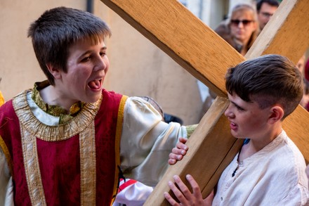 Boys Girls Seen Representing Crucifixion Christ Editorial Stock Photo ...