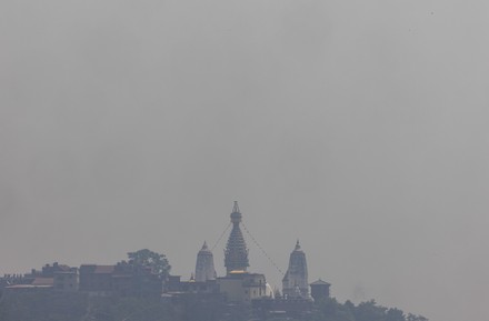 Silhouette Swayambhunath Temple Air Pollution Engulfs Editorial Stock ...