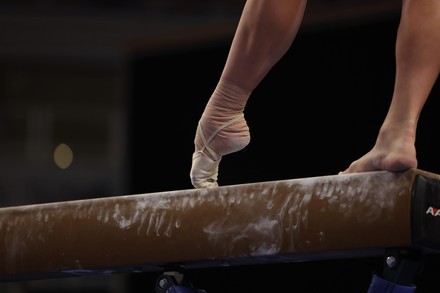 Perfect Toepoint On Balance Beam During Editorial Stock Photo - Stock ...