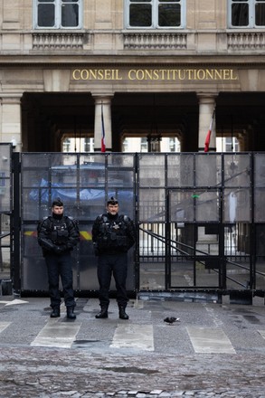 French Gendarme Stands Guard Next Barrier Editorial Stock Photo - Stock ...