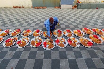 Man Seen Setting Plates Food Ahead Editorial Stock Photo - Stock Image ...