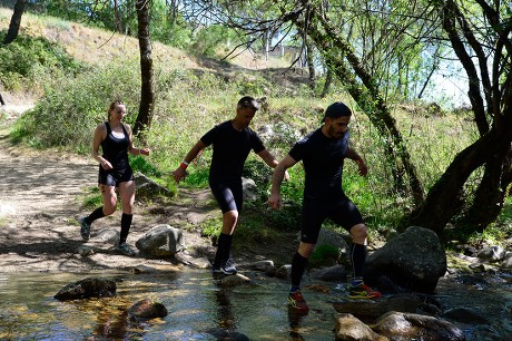 Competitors Cross Stream During Farinato Race Editorial Stock Photo ...