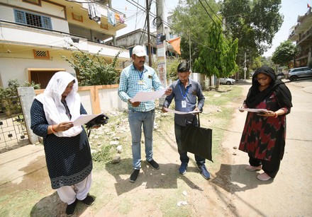 Enumerator Staff Receives Information Residents During Editorial Stock ...