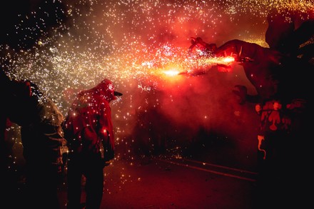Fire Beast Sets Flying Sparks During Editorial Stock Photo - Stock ...