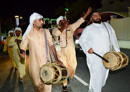 Qatari Men Play Drum Singing Traditional Editorial Stock Photo - Stock ...