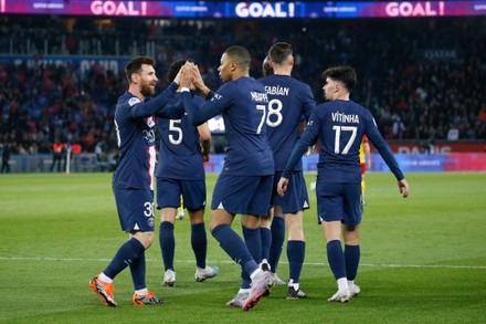 Psgs Forwards Lionel Messi Kylian Mbappe Editorial Stock Photo - Stock ...