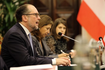 Austrian Foreign Minister Alexander Schallenberg Talks Editorial Stock ...