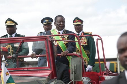 Zimbabwean President Emmerson Mnangagwa 3l Inspects Editorial Stock ...
