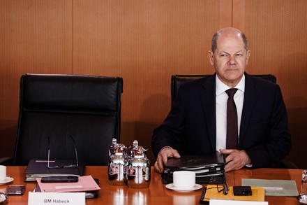 German Chancellor Olaf Scholz Looks On Editorial Stock Photo - Stock ...
