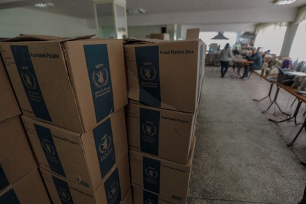 Humanitarian Food Boxes Seen Inside Shelter Editorial Stock Photo ...