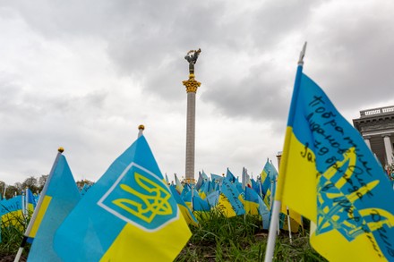 Blue Yellow Ukrainian National Flags Names Editorial Stock Photo ...
