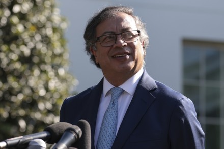 Colombian President Gustavo Petro Talks Reporters Editorial Stock Photo ...