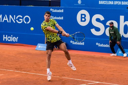 Carlos Alcaraz Plays Forehand During Their Editorial Stock Photo ...