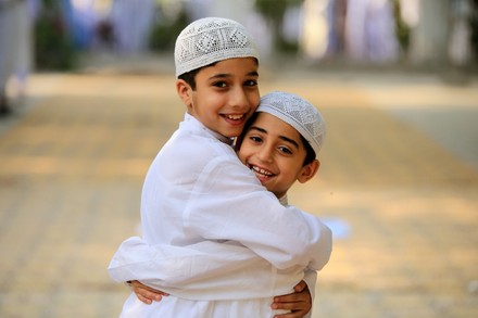 Pakistani Muslims Children Greet Each Other Editorial Stock Photo ...
