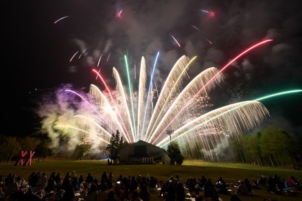 People Watch Fireworks During Fireworks Show Editorial Stock Photo ...