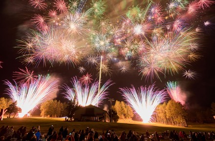 People Watch Fireworks During Fireworks Show Editorial Stock Photo ...