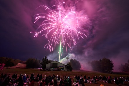 People Watch Fireworks During Fireworks Show Editorial Stock Photo ...