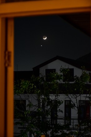 Crescent Moon Along Venus Seen Window Editorial Stock Photo - Stock ...