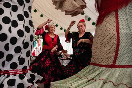 Women Wearing Typical Sevillian Costumes Round Editorial Stock Photo ...