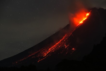 Mount Merapi Volcanic Mountain Spews Lava Editorial Stock Photo - Stock ...