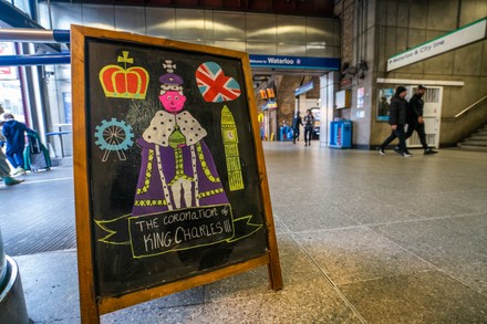 Drawing On Blackboard Waterloo Station Celebrating Editorial Stock ...