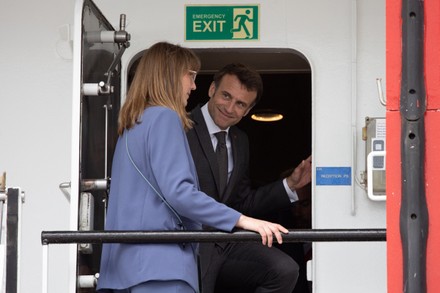 French President Emmanuel Macron Walk Aboard Editorial Stock Photo ...