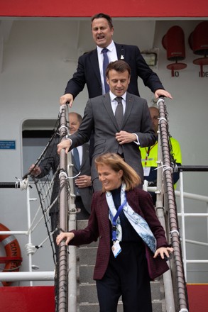 French President Emmanuel Macron Walk Aboard Editorial Stock Photo ...