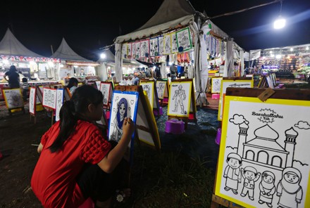 Girl Colouring Drawing Night Market Depok Editorial Stock Photo - Stock ...