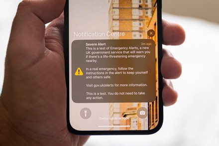 Emergency Alert Shown On Screen Smartphone Editorial Stock Photo ...